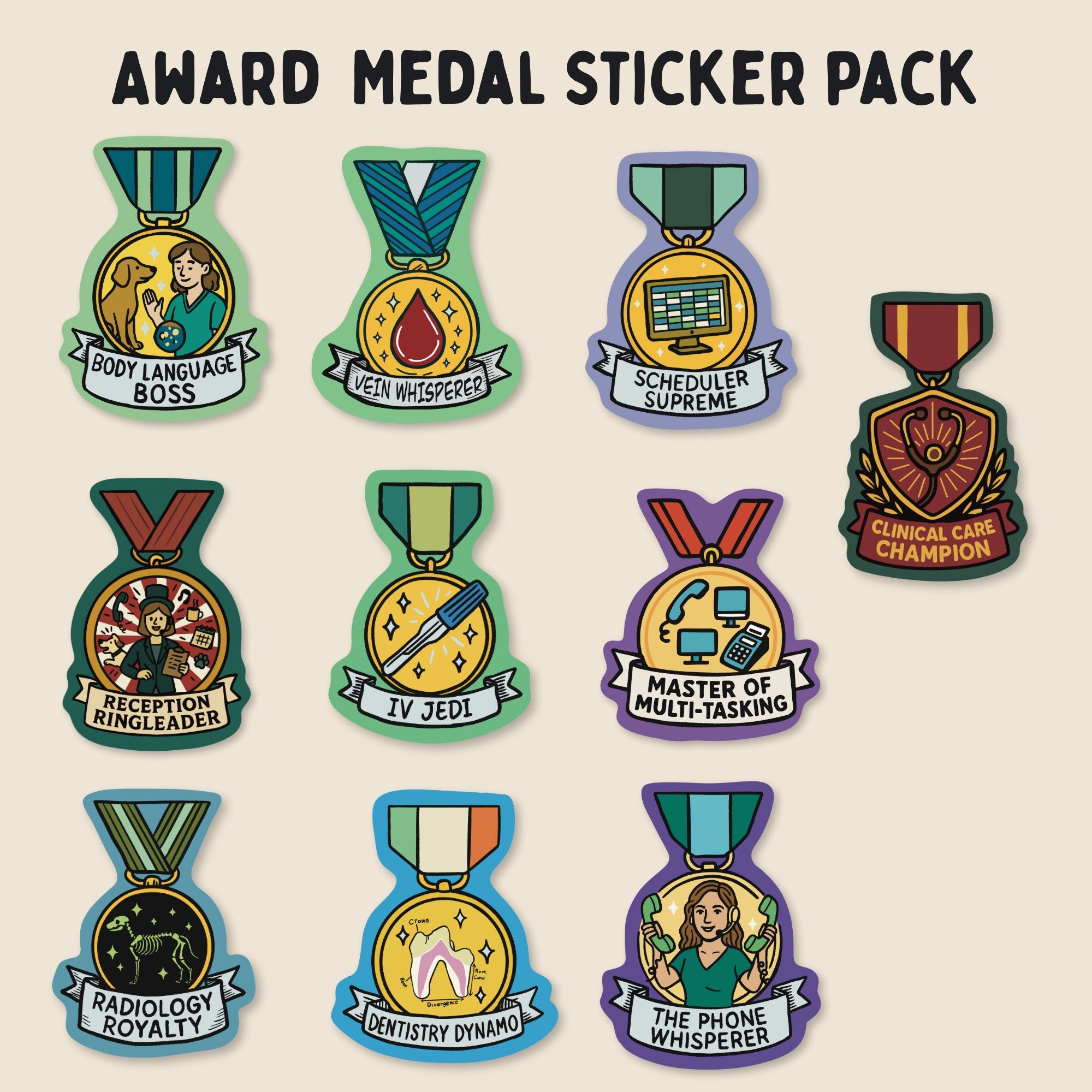 Award Medal Sticker Pack – Complete Veterinary Recognition Series – Vet ...
